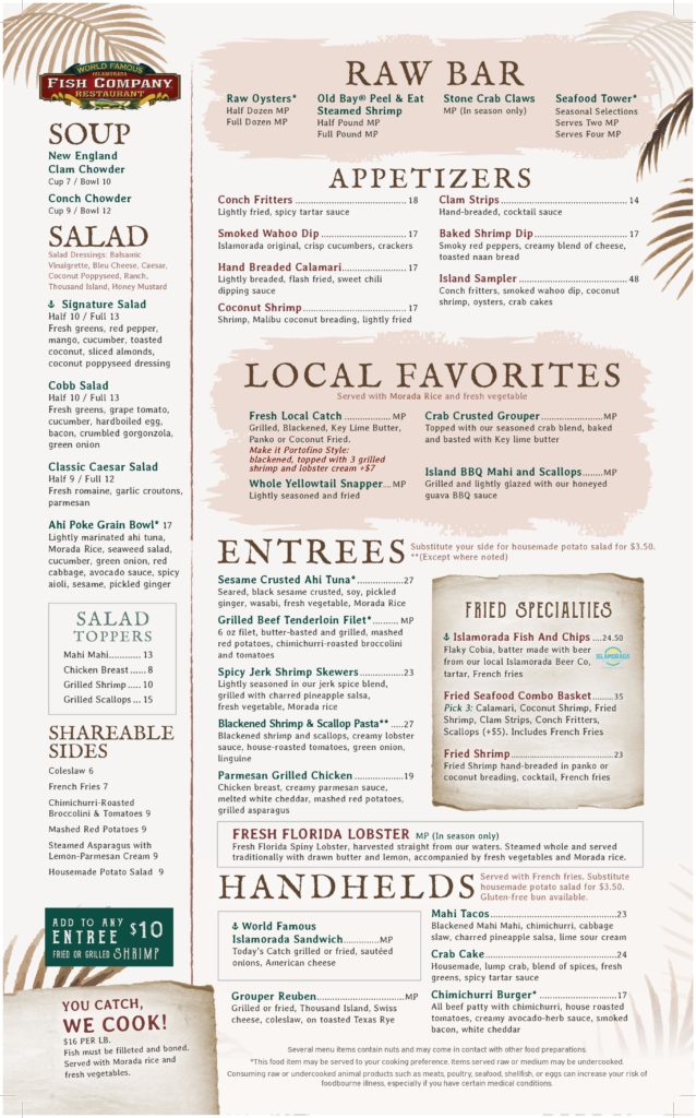Keys Menu | Islamorada Fish Company